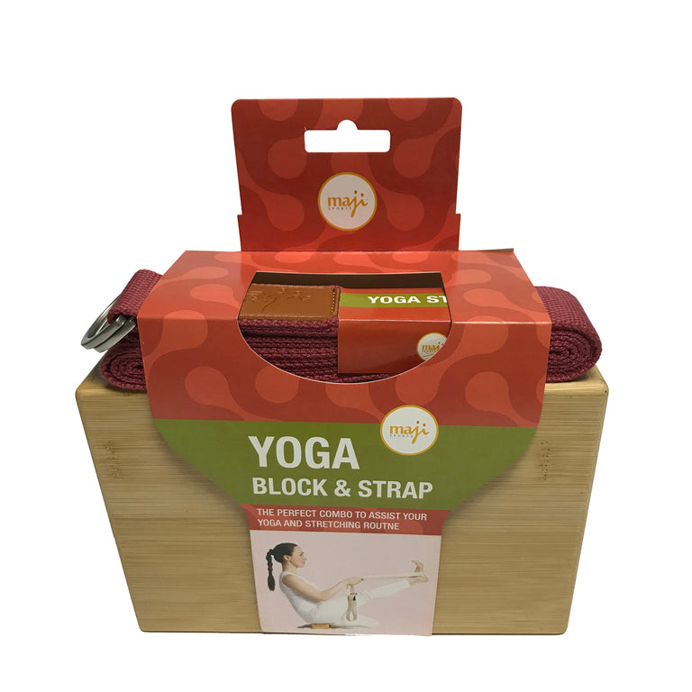Bamboo Yoga Block & Yoga Strap Combo | Majisports | Maji Sports