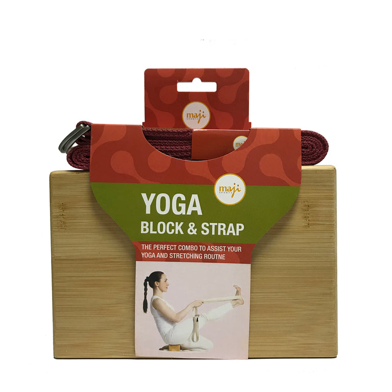 Bamboo Yoga Block & Yoga Strap Combo | Majisports | Maji Sports